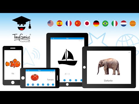 Flash cards for kids to learn english, spanish and up to 10 languages