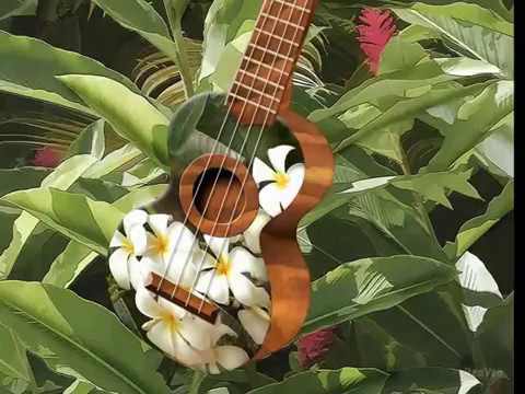 Hawaiian Ukulele Plumeria, digital art work computer painting, created by RenYen