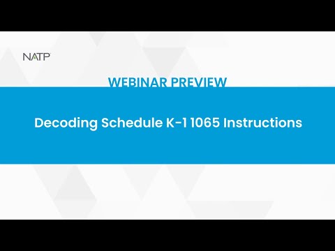 Webinar preview: Decoding Schedule K-1 1065 Instructions
