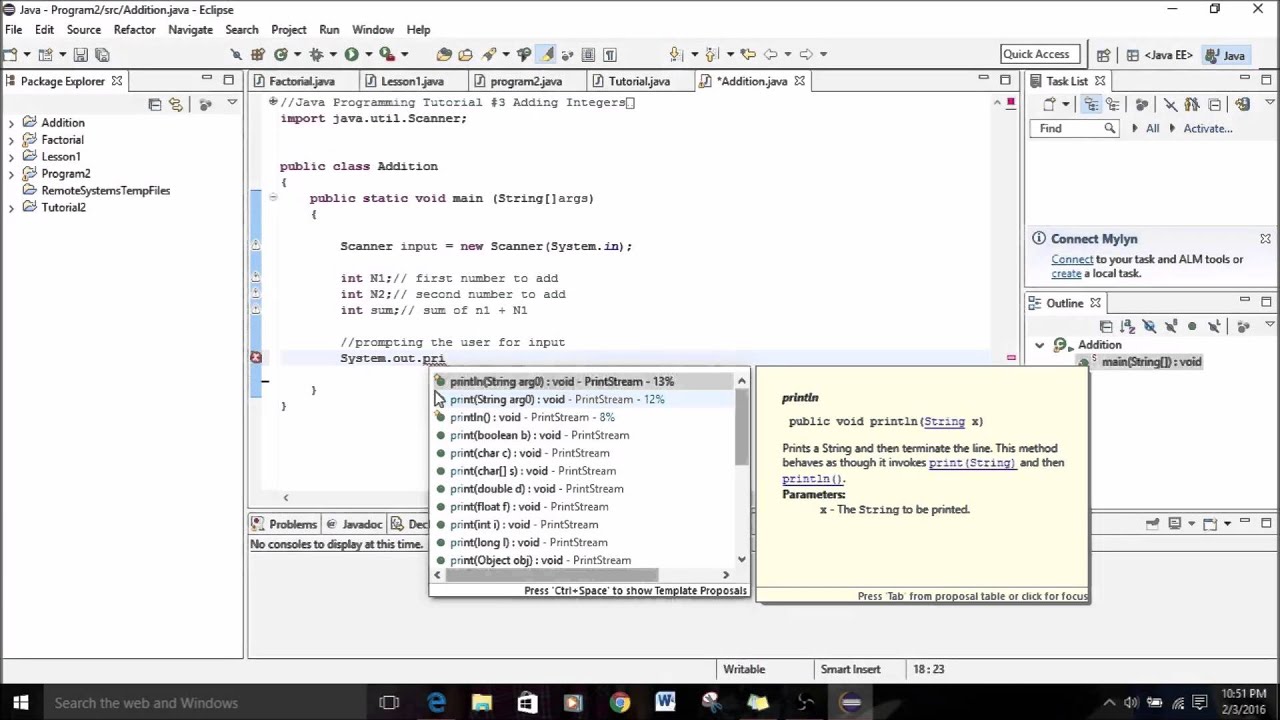 Java Programming Tutorial #3: Adding Integers