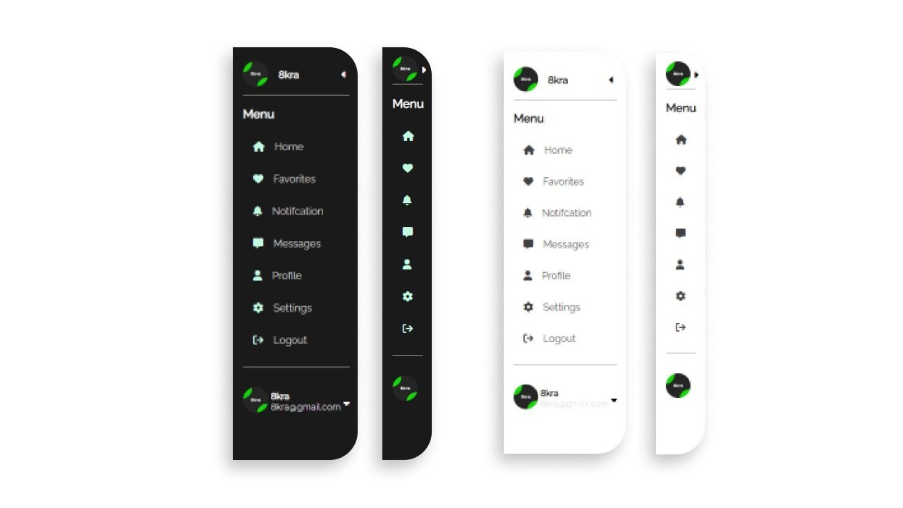 Sidebar menu with toggle button using html and css &java script