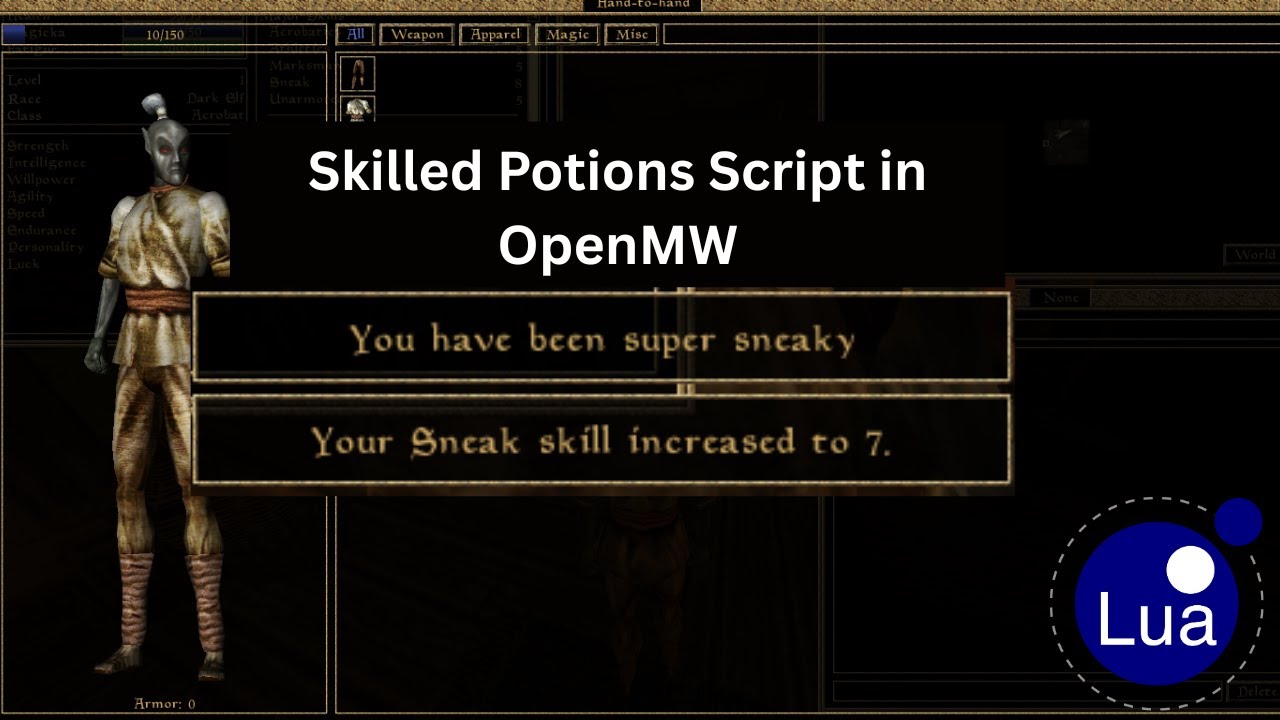 Morrowind Modding #20 - OpenMW Lua Script for Skilled Potions/Consumables #openmw #openmwlua #lua