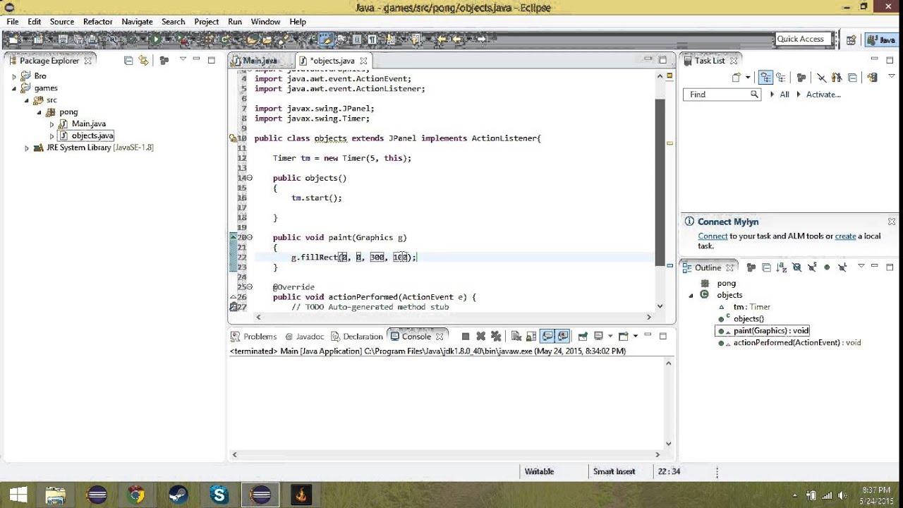 Single Player Pong Java Tutorial