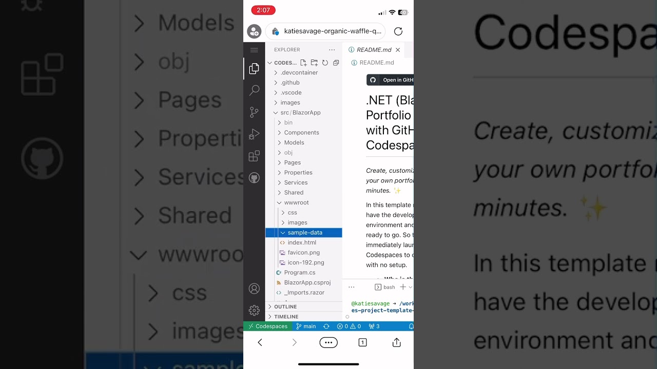 Code with your phone 📲 🤯Using @github Codespaces