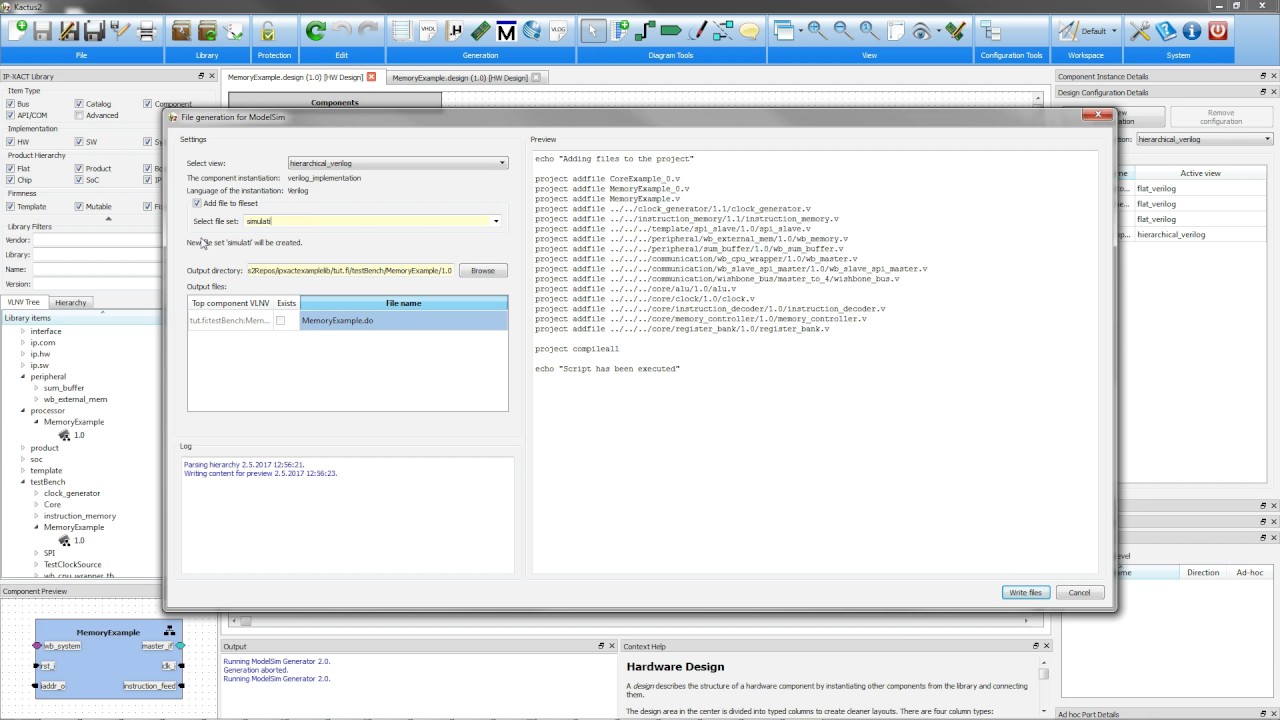 Kactus2: Simulation Support