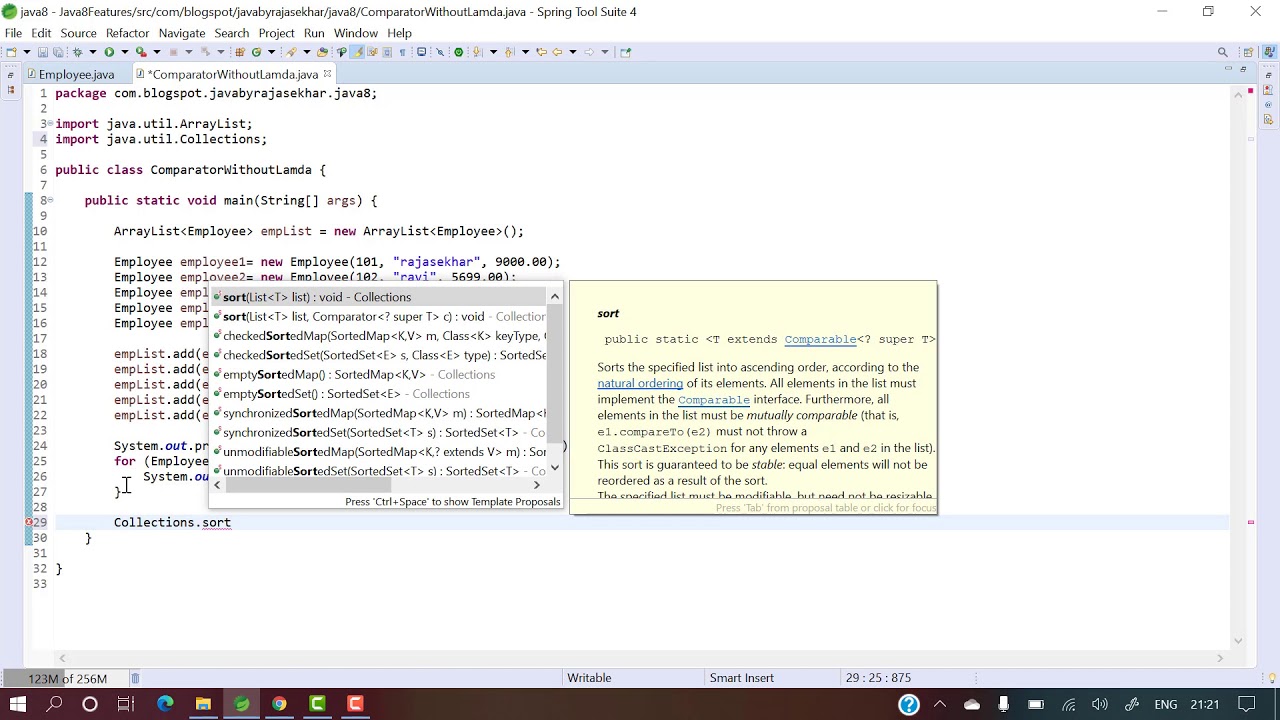 Java 8 Lambda : Comparator example | Java 8 features | Comparator example | Coding Trainer