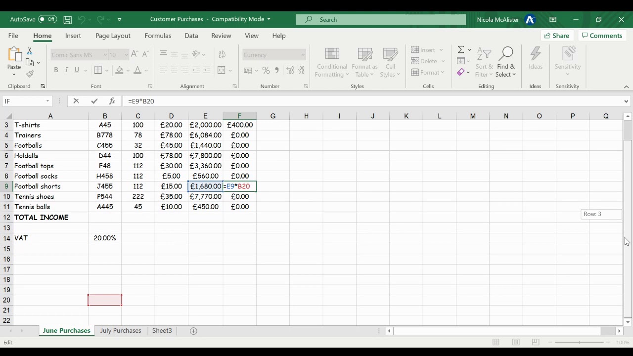 Purchases N5 Admin Spreadsheet