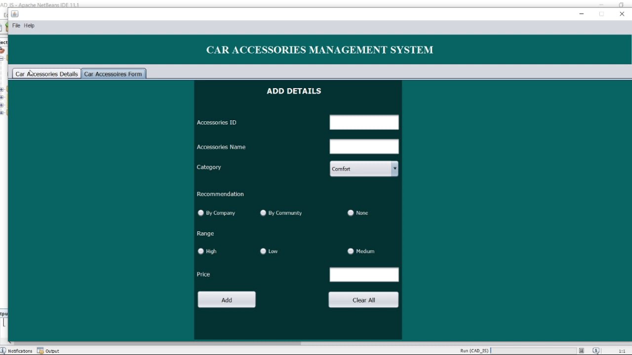 Car Accessories System In Java With Source Code | Source Code & Projects