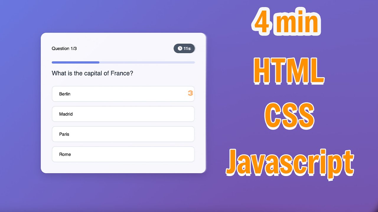 Build an Interactive Quiz App with HTML, CSS & JavaScript | Step-by-Step Tutorial for Beginners #web