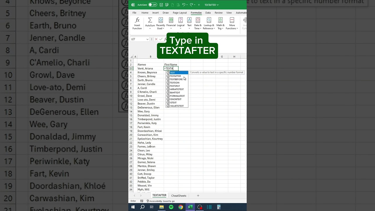 Extracting the ending of a text string in excel! #cheatsheets #excel #googlesheets