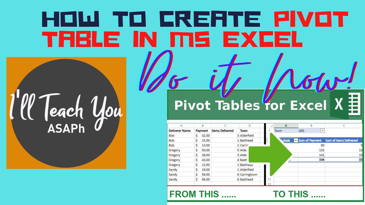 Create Pivot Table in MS EXCEL | Do it ASAPh