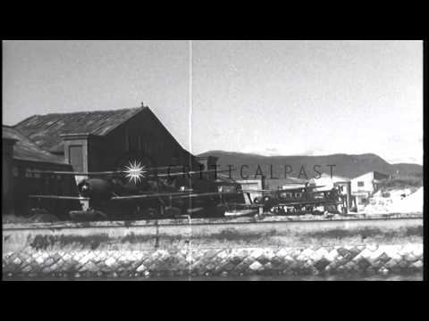 Workshops, a crane repair base and an air station at Sasebo Harbor in Japan after...HD Stock Footage