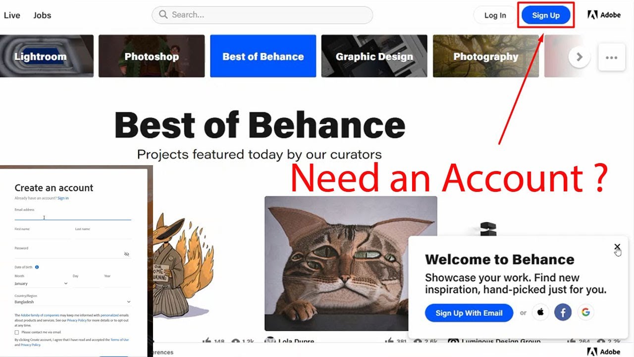 how to create Behance account | Step by step