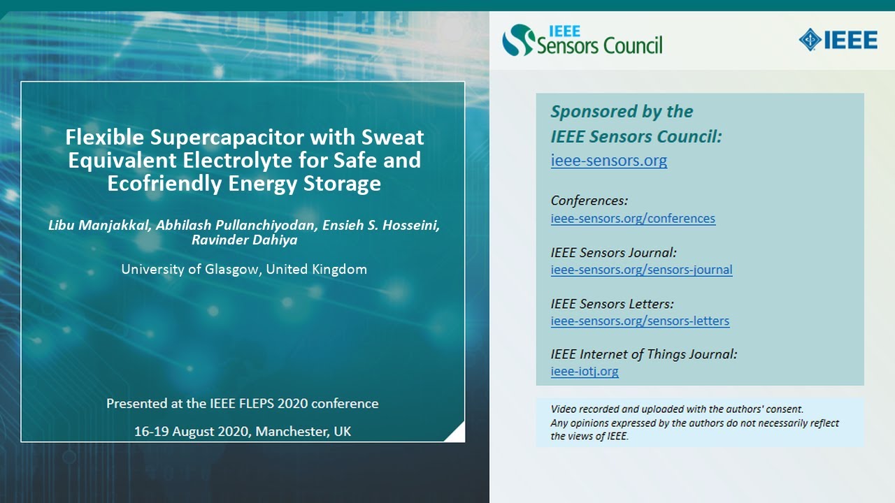 Flexible Supercapacitor with Sweat Equivalent Electrolyte for Safe and Ecofriendly Energy Storage