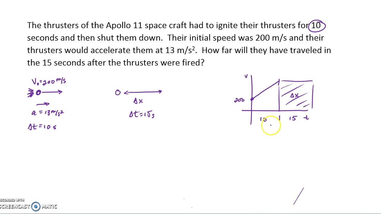 Basic constant velocity and acceleration problem