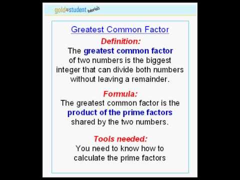 GoldStudent.com - Greatest Common Factor 3rd tutorial