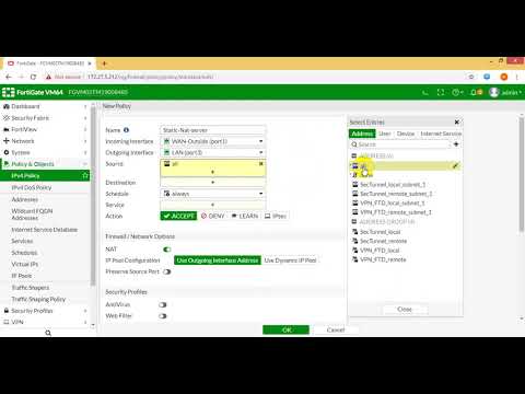 Static Nat In Fortinet Fortigate Firewall FortiOs 6.0 or 6.2