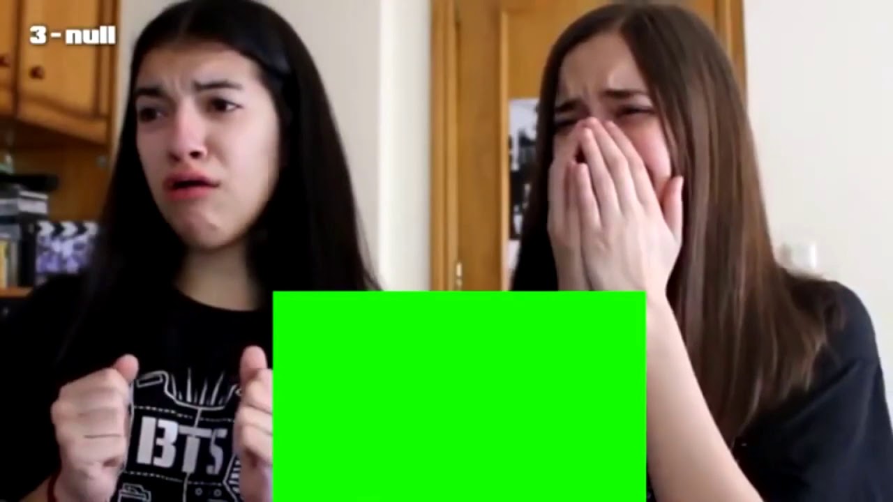 Two girls crying while watching a video.Meme template