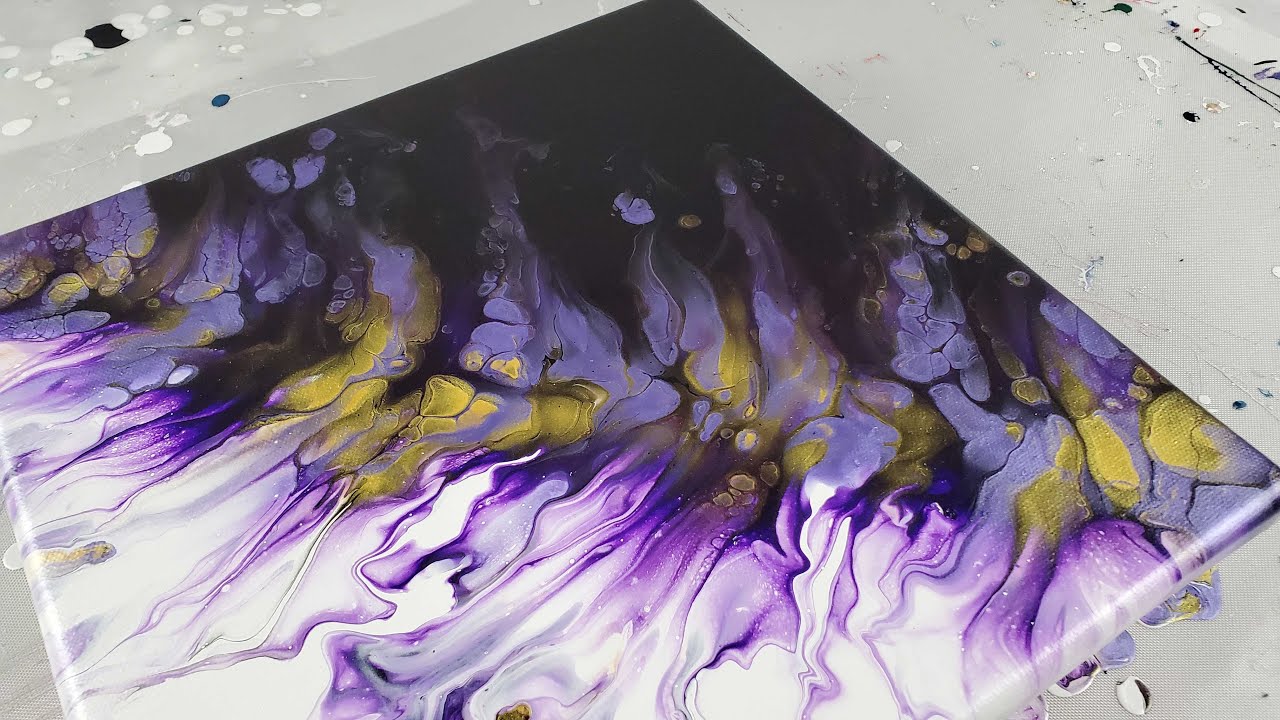 21. Deep Purple and Gold Dutch Pour - Acrylic Pouring Techniques - Paint Pouring