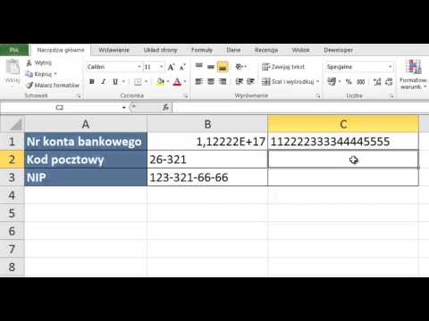 Excel - Numer konta bankowego poprawnie oraz NIP i kod pocztowy - porada #78