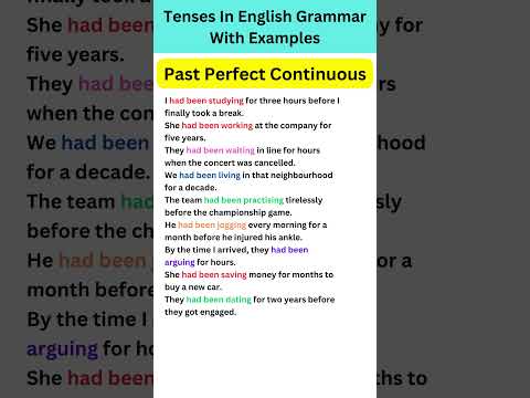 Tenses In English Grammar With Examples | Past Perfect Continuous