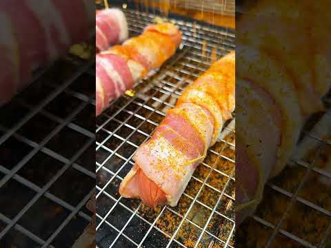 The best bacon wrapped hot dog recipe ! #easyrecipe #hotdog #partyfood #cookout #homemade #bacon