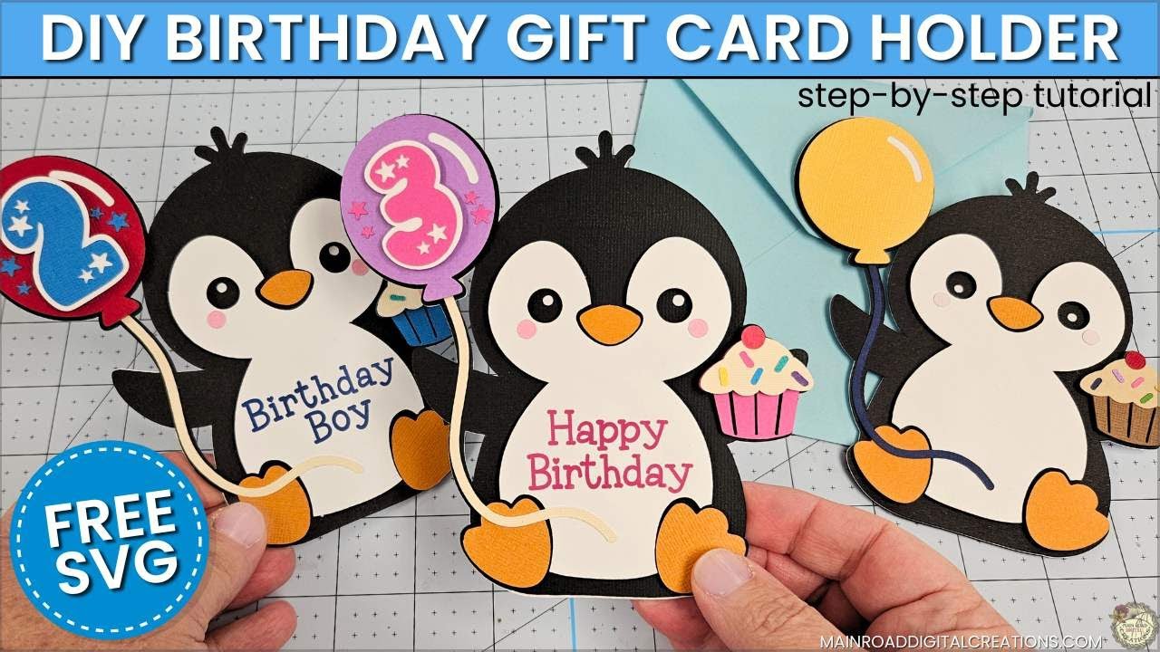 DIY Penguin Birthday Gift Card Holder | Free SVG + Cricut Step-by-Step Tutorial