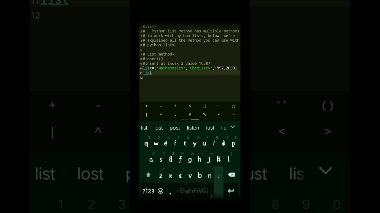 List Method🔥| insert ()|#shorts #viralshorts #python #pythonprogram #list