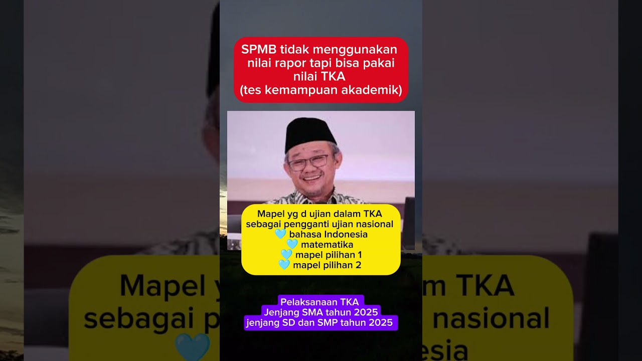 spmb tidak menggunakan nilai rapor tapi bisa pakai nilai TKA ( nilai kemampuan akademik)