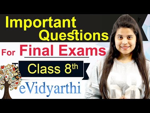 Maths : Important Questions for Final Exam - Class 8