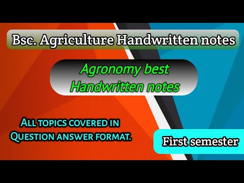 bsc.agriculture agronomy handwritten notes download