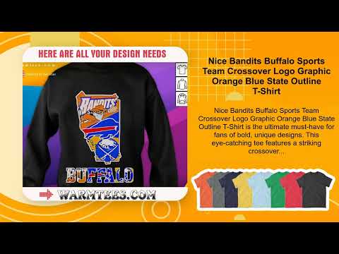 Nice Bandits Buffalo Sports Team Crossover Logo Graphic Orange Blue State Outline T-Shirt