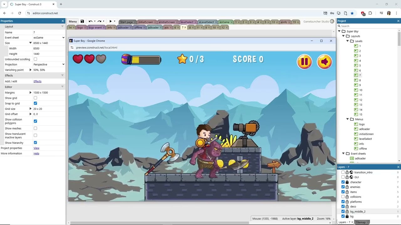Super Boy || Construct 3 Game Template || Source code