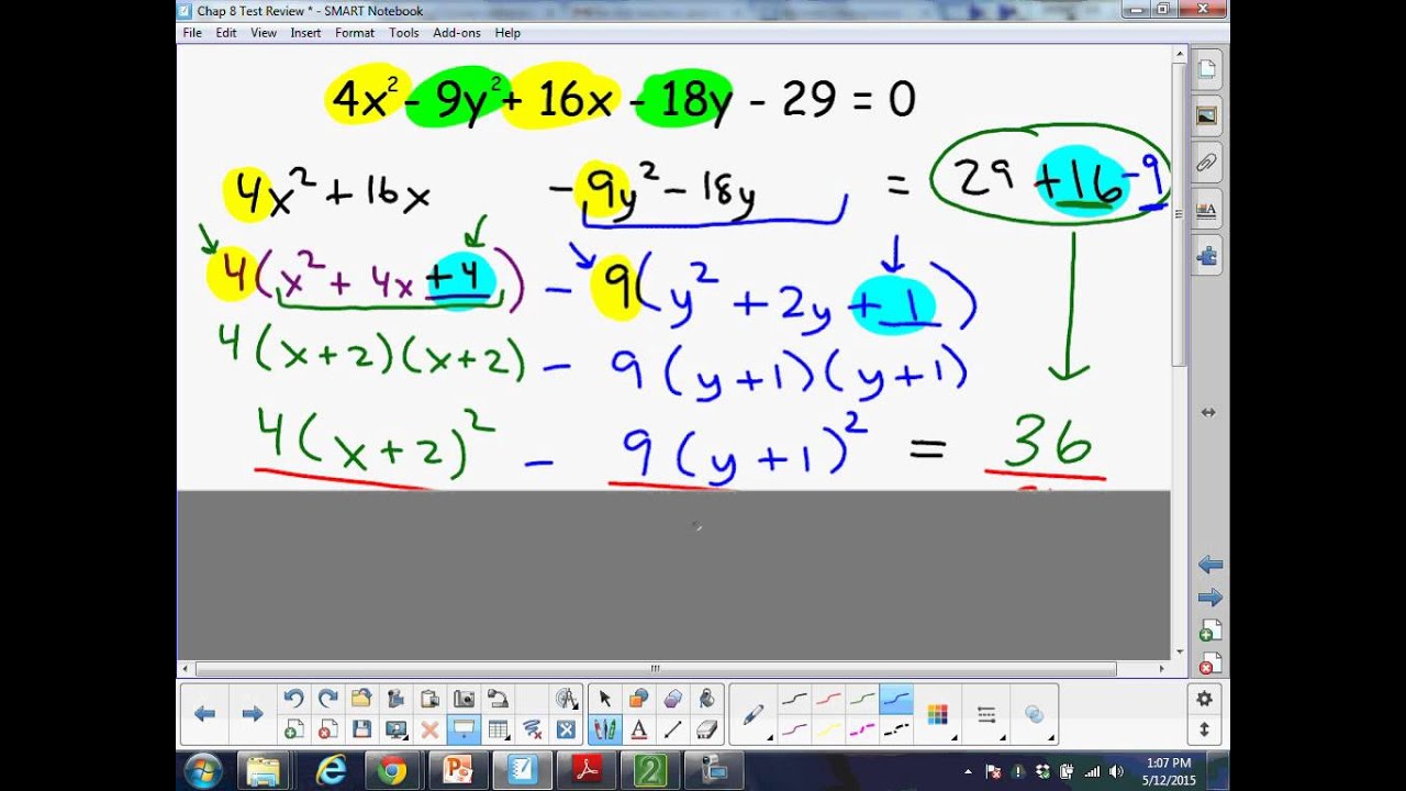 Conic Sections Test Review Problems