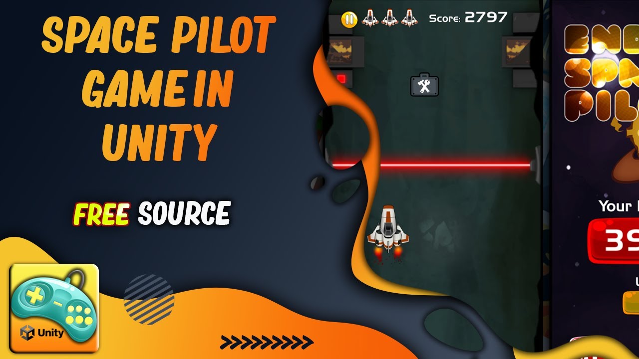mobile Arcade game Space Pilot clone in Unity2D + Free source Code C#