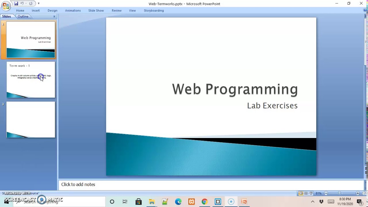 Web Programming | Lab Exercises | Termwork - 1