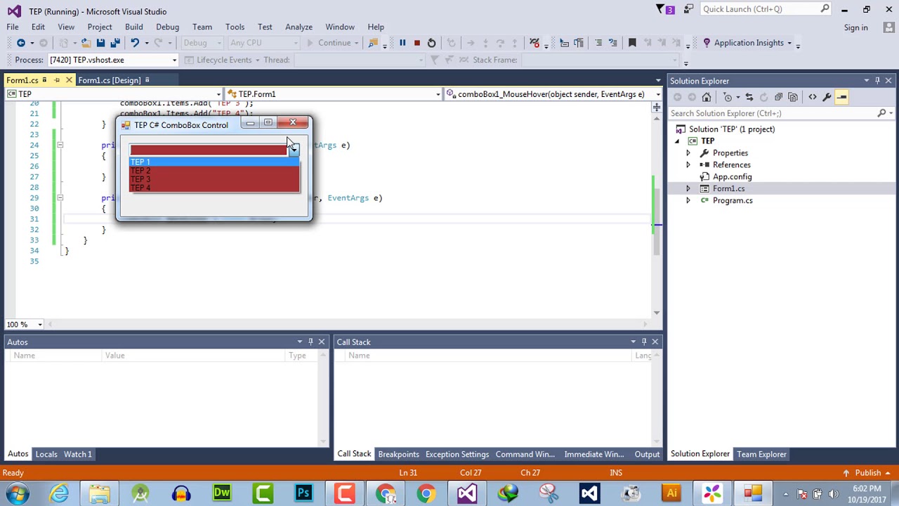 050 - N - C# ComboBox MouseHover Events