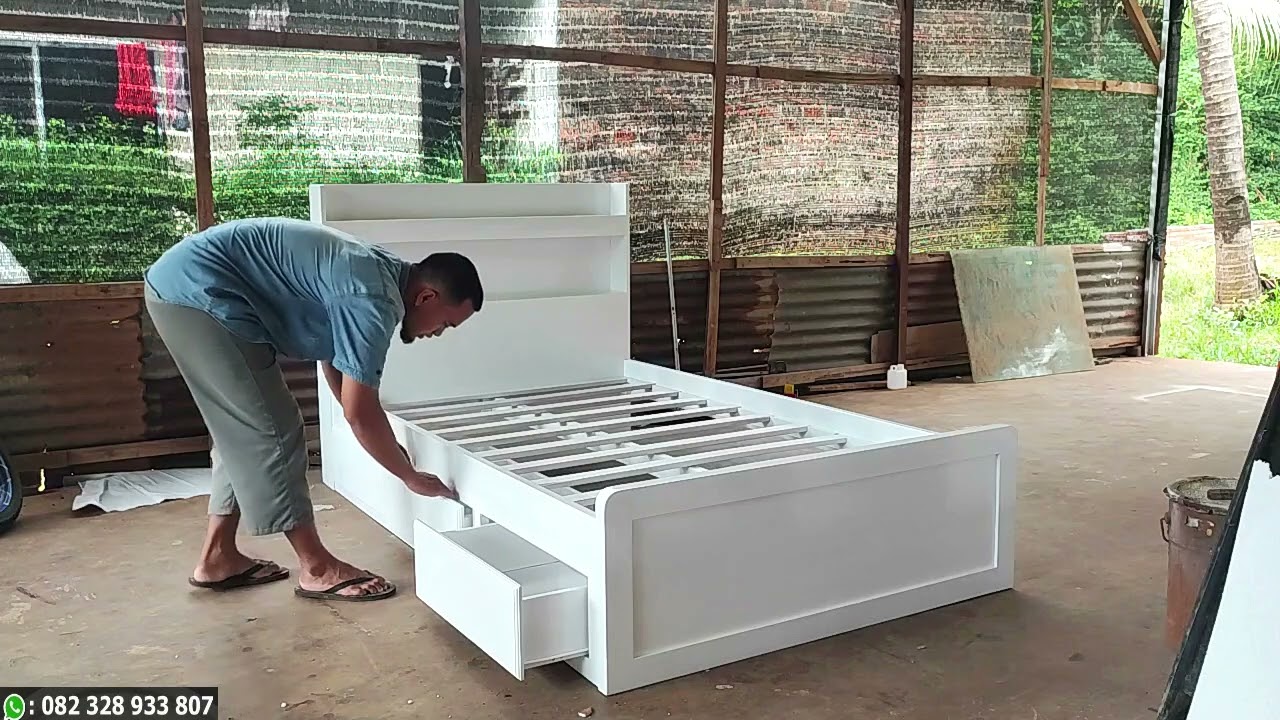 Tempat Tidur Anak Terlaris Laci Minimalis Cat Duco Putih Furniture Jepara