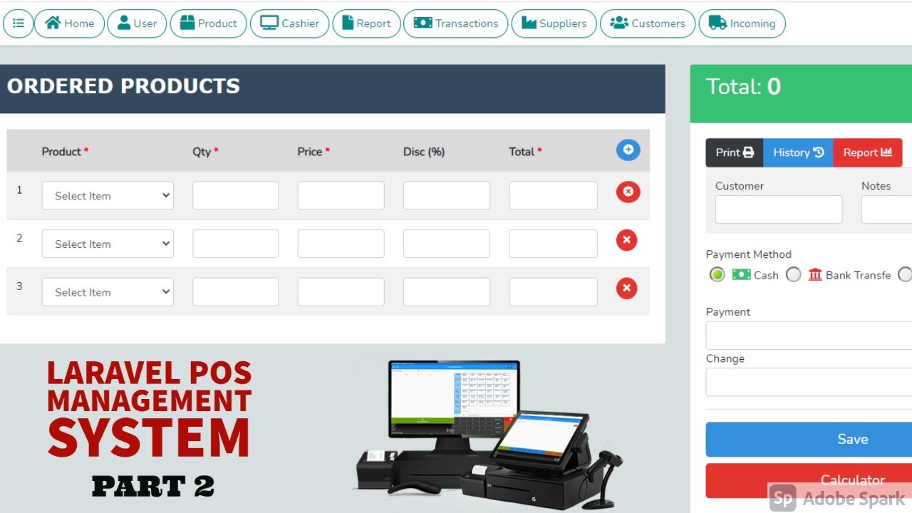 Laravel Pos Management System Part 2 ( Creating Database, Migrations, Models and Controllers )
