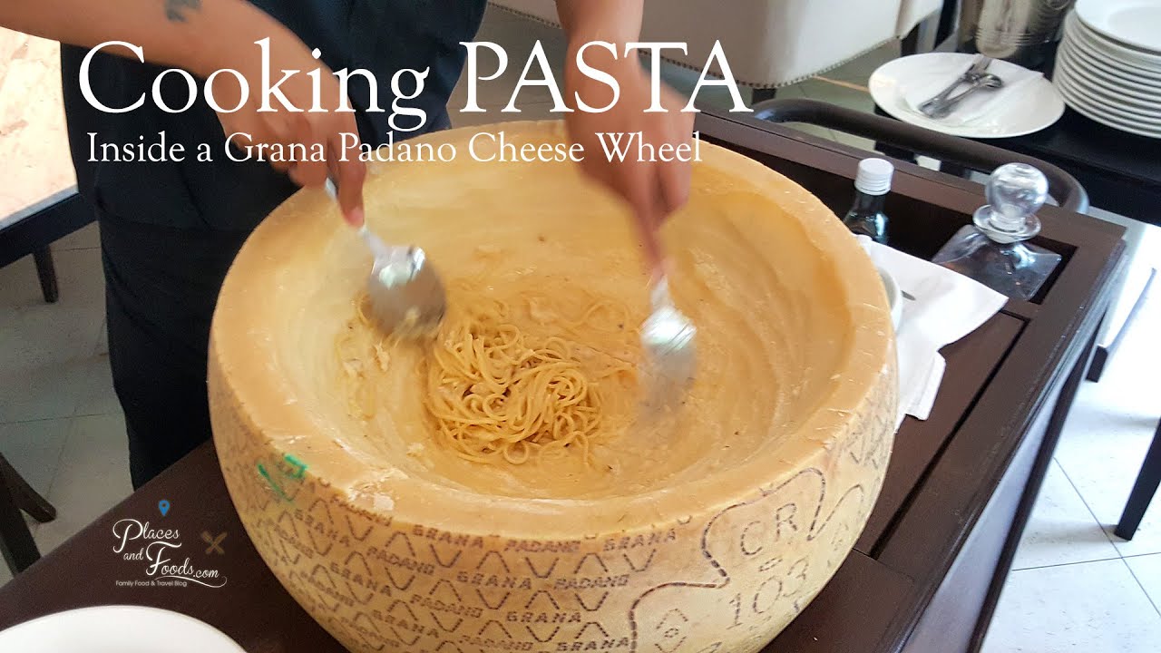 Cooking Pasta Inside a Grana Padano Cheese Wheel