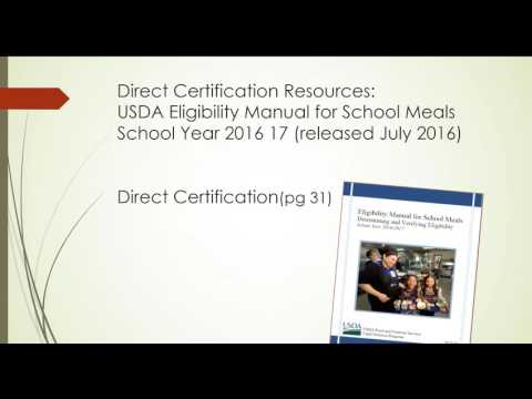 Direct Certification and CEP, August 2016