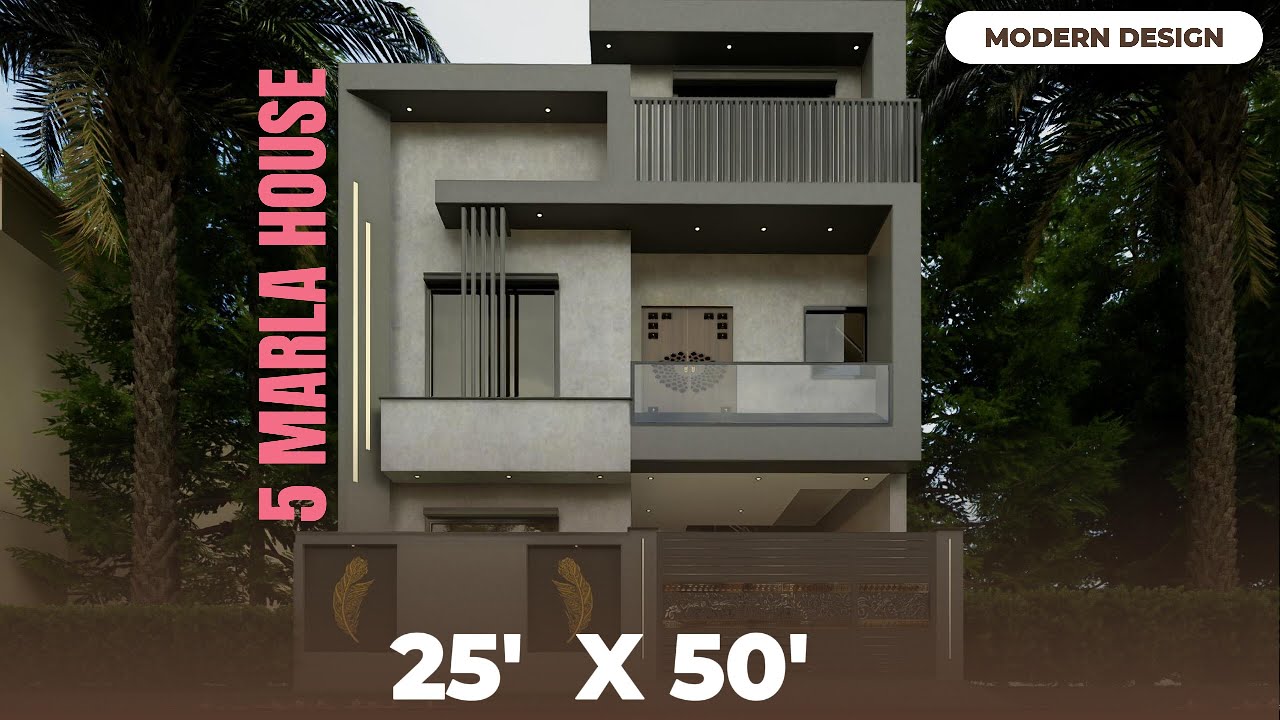 Modern 5 Marla House Design | 25x50 Front Elevation