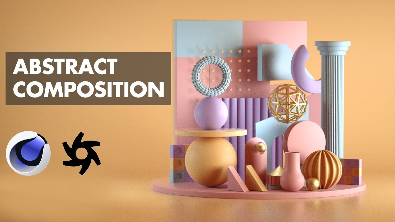 Cinema 4D Octane Render Abstract Composition 3D Modeling, Studio Lighting and Rendering Tutorial 1