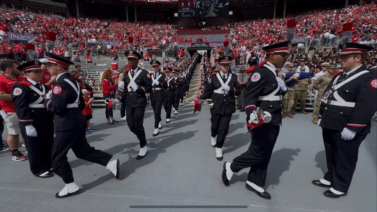 Ohio State Marching Band Ramp Entrance with TBDBITL Alumni and National Anthem