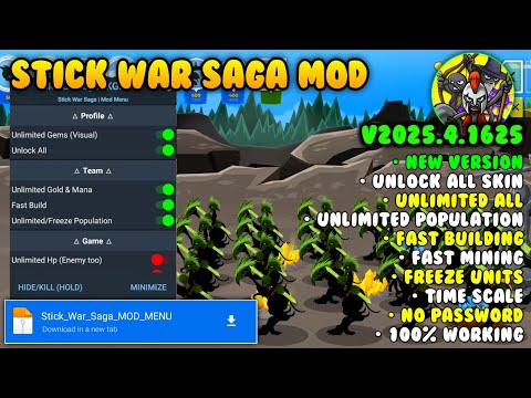 Stick War Saga 3 MOD MENU v2025.4.1625 | Mod APK | Latest Version | Unlimited Population Gold Mana