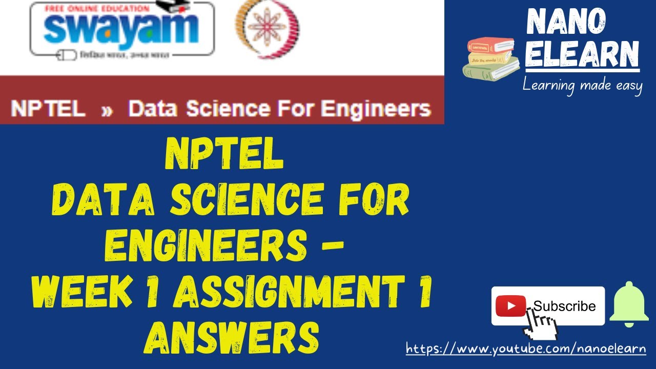 NPTEL Data Science For Engineers| Week 1:Assignment 1: Answers | July 2023 #nptel #datascience #2023