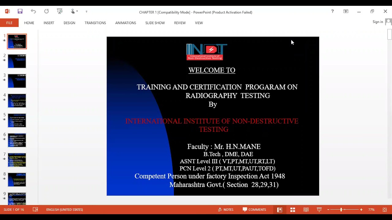 RT Level II 2 (Radiography Testing) Lessons no I