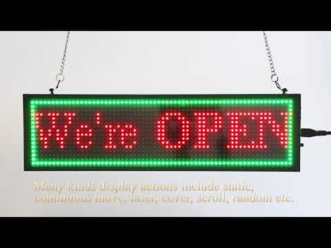 Leadleds Full Color LED Display Sign, Programmable Scrolling Message Board Open Signs for Shop Store