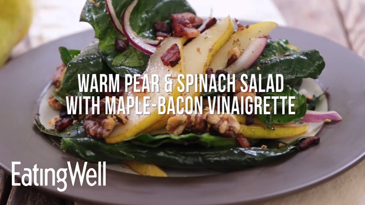 Warm Pear & Spinach Salad with Maple-Bacon Vinaigrette
