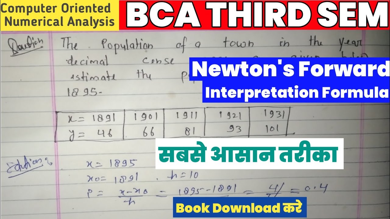 Newton's Forward Interpretation Formula / Computer Oriented Numerical Analysis